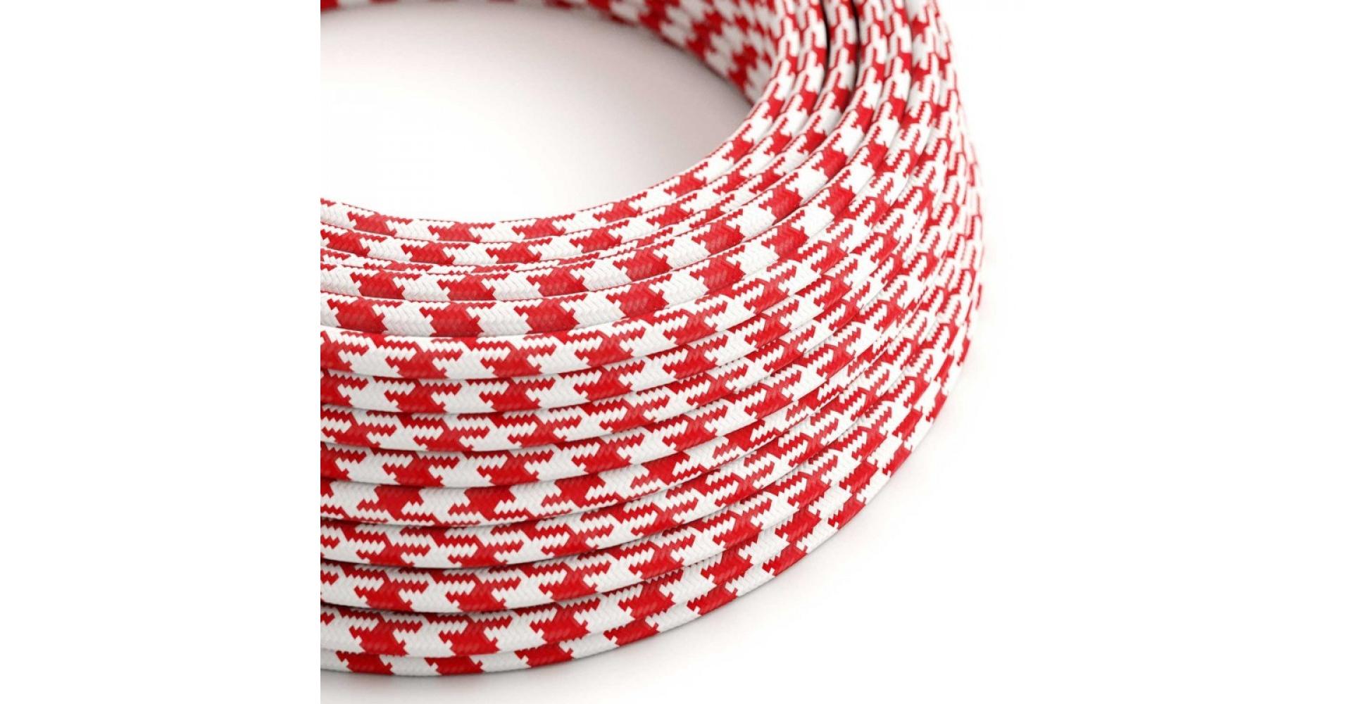 Kerek Elektromos Kábel Műselyem Anyaggal Borított, Kétszínű Rp09 Piros - Szövet kábelek